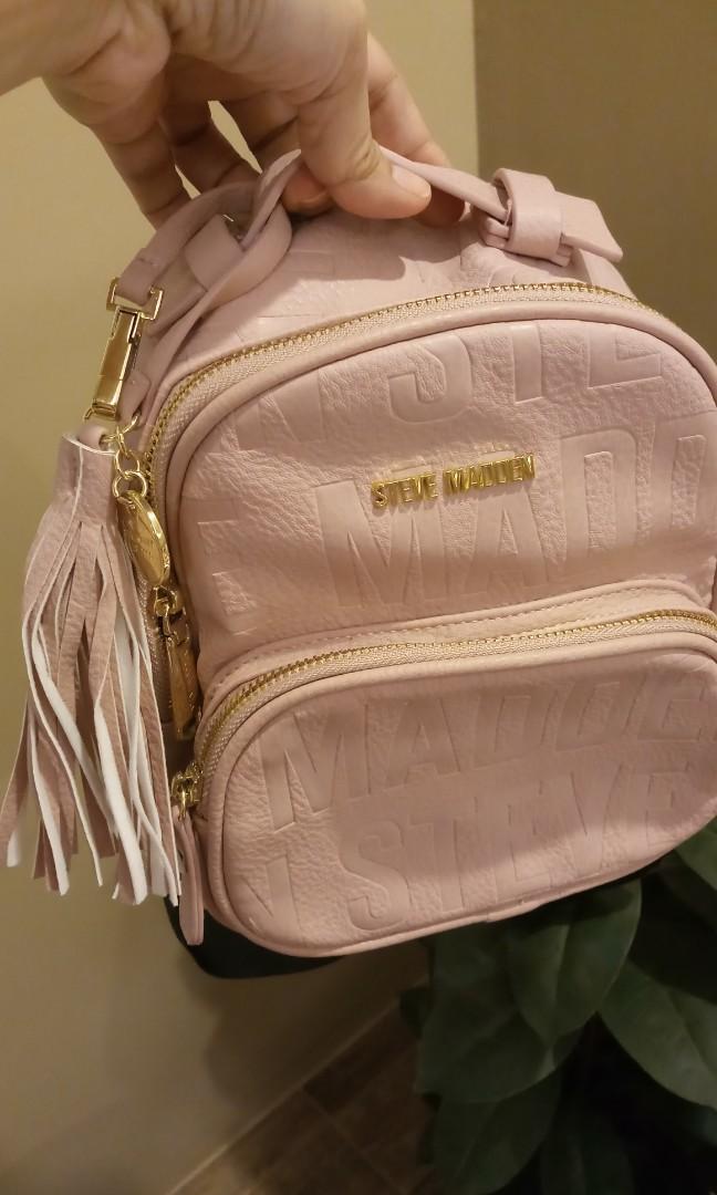 STEVE MADDEN New Logo Mini Backpack In Blush, Women's Fashion, Bags ...