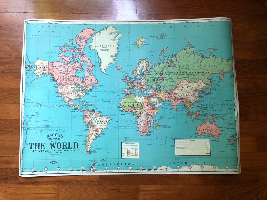 Vintage World Map, Furniture & Home Living, Home Decor, Frames ...