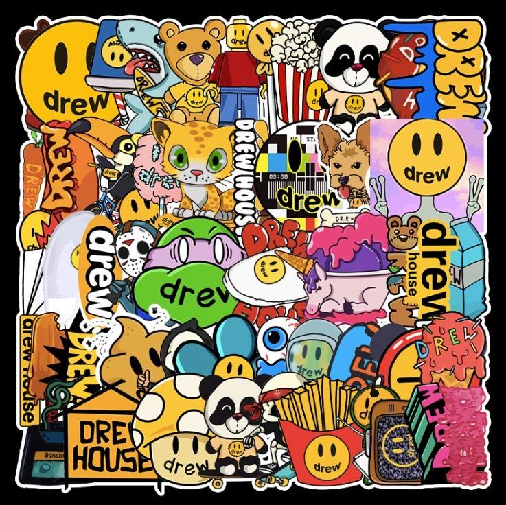 54pcs Drew House Logo Waterproof Skateboard Laptop Luggage Car Graffiti ...