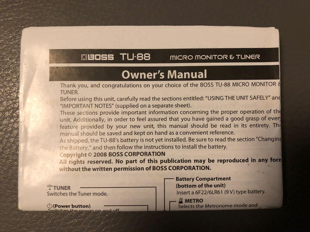 BOSS TU-88 Micro Monitor & Tuner, Hobbies & Toys, Music & Media, Music ...