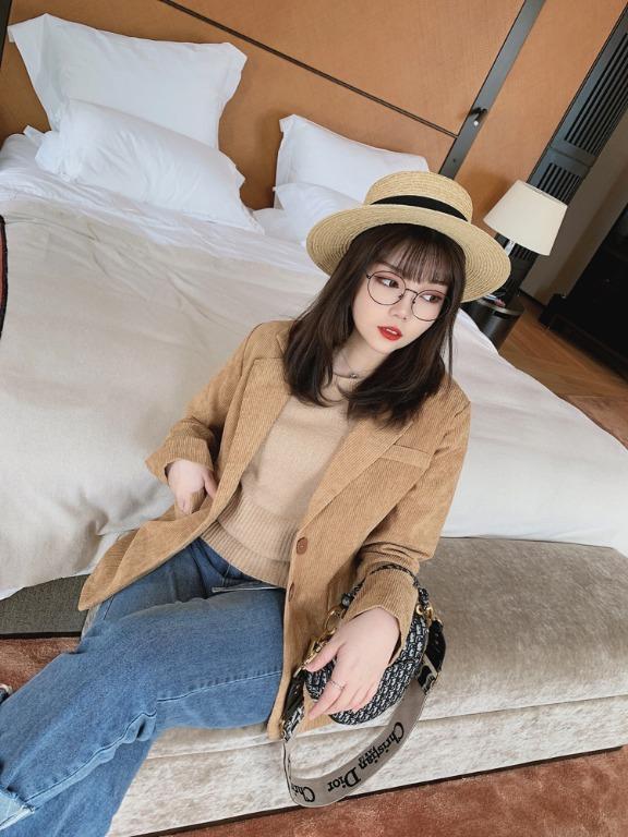 CARRIE PLUS Corduroy Oversized Blazer, Women's Fashion, Coats, Jackets ...