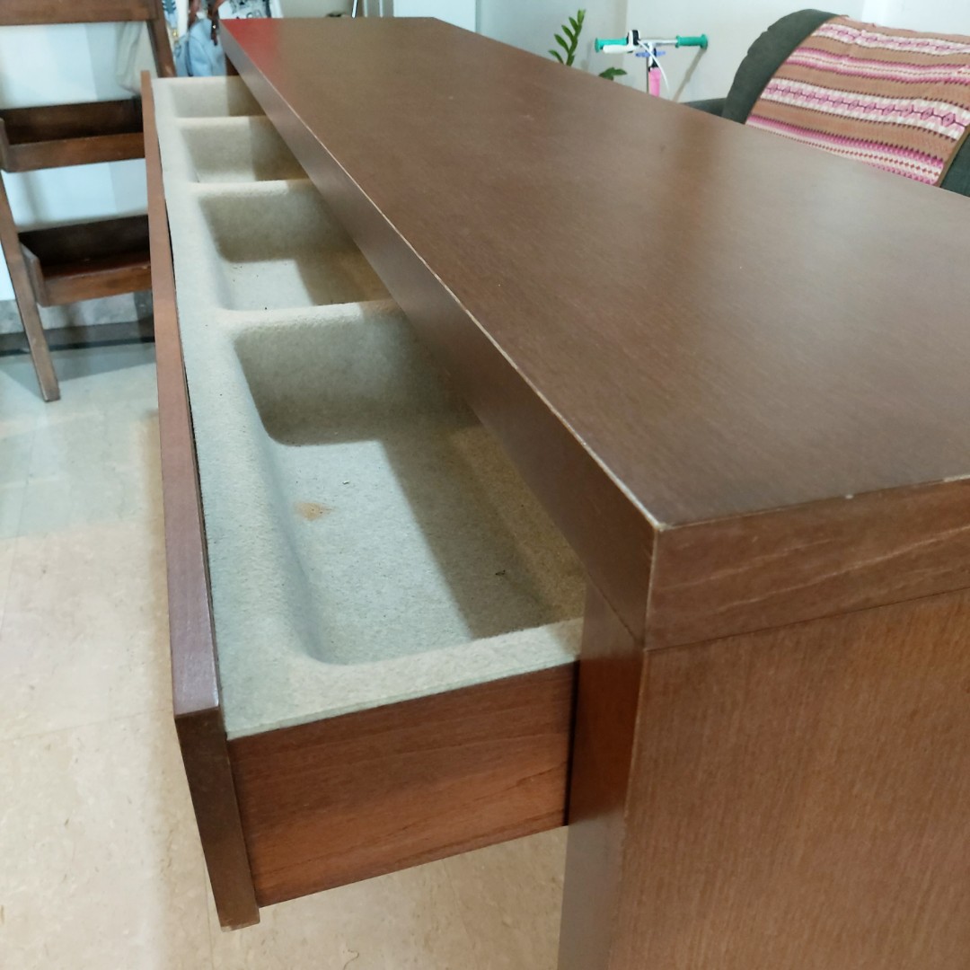 Long Side table with 4 Storage drawers. Original price $650., Furniture ...