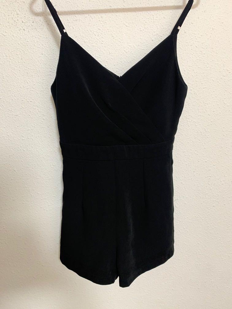 Osmose Black Wrap Romper, Women's Fashion, Dresses & Sets, Rompers on ...