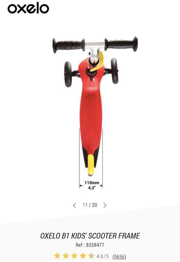OXELO B1 3 wheel scooter 兒童三輪滑板車適合80-115cm , 運動產品, 單車及配件, 單車 - Carousell