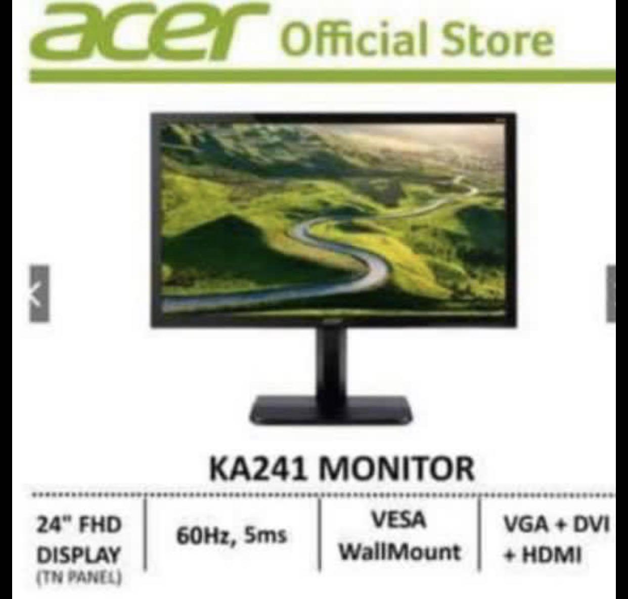 Acer 24” Monitor KA241, Computers & Tech, Parts & Accessories, Monitor Screens on Carousell