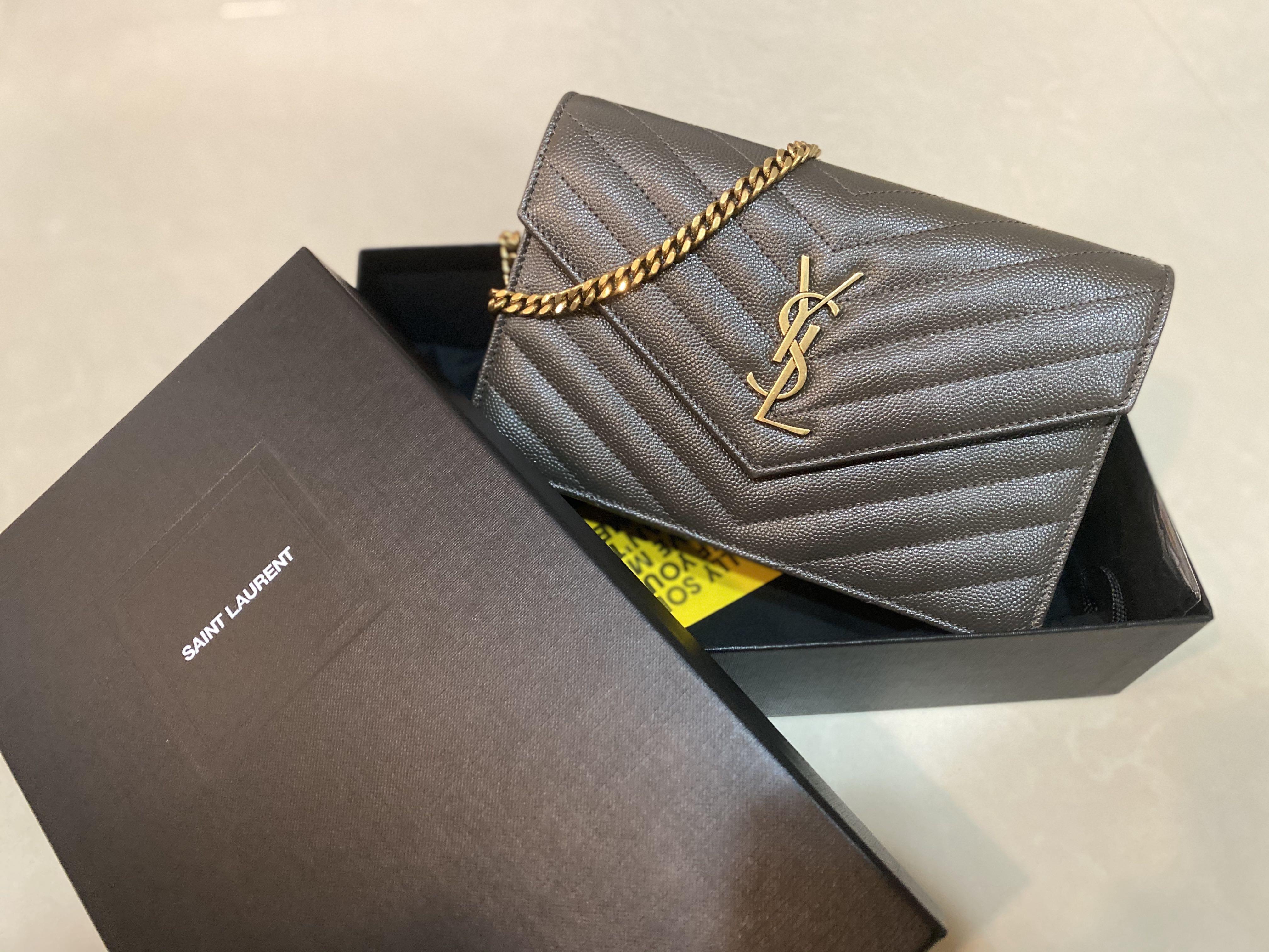 SAINT LAURENT 🇬🇧 YSL WOC Monogram leather chain wallet 聖羅蘭, 她的時尚, 包包、錢包 ...