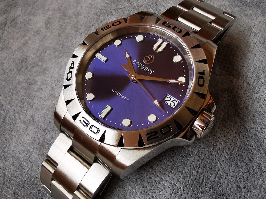 Sunburst Blue Dial Automatic Watch, Men's Fashion, Watches ...