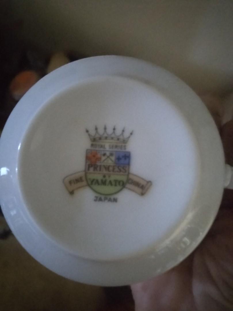 6 Tea set warna putih lapis emas merek royal yamato japan, Kitchen ...