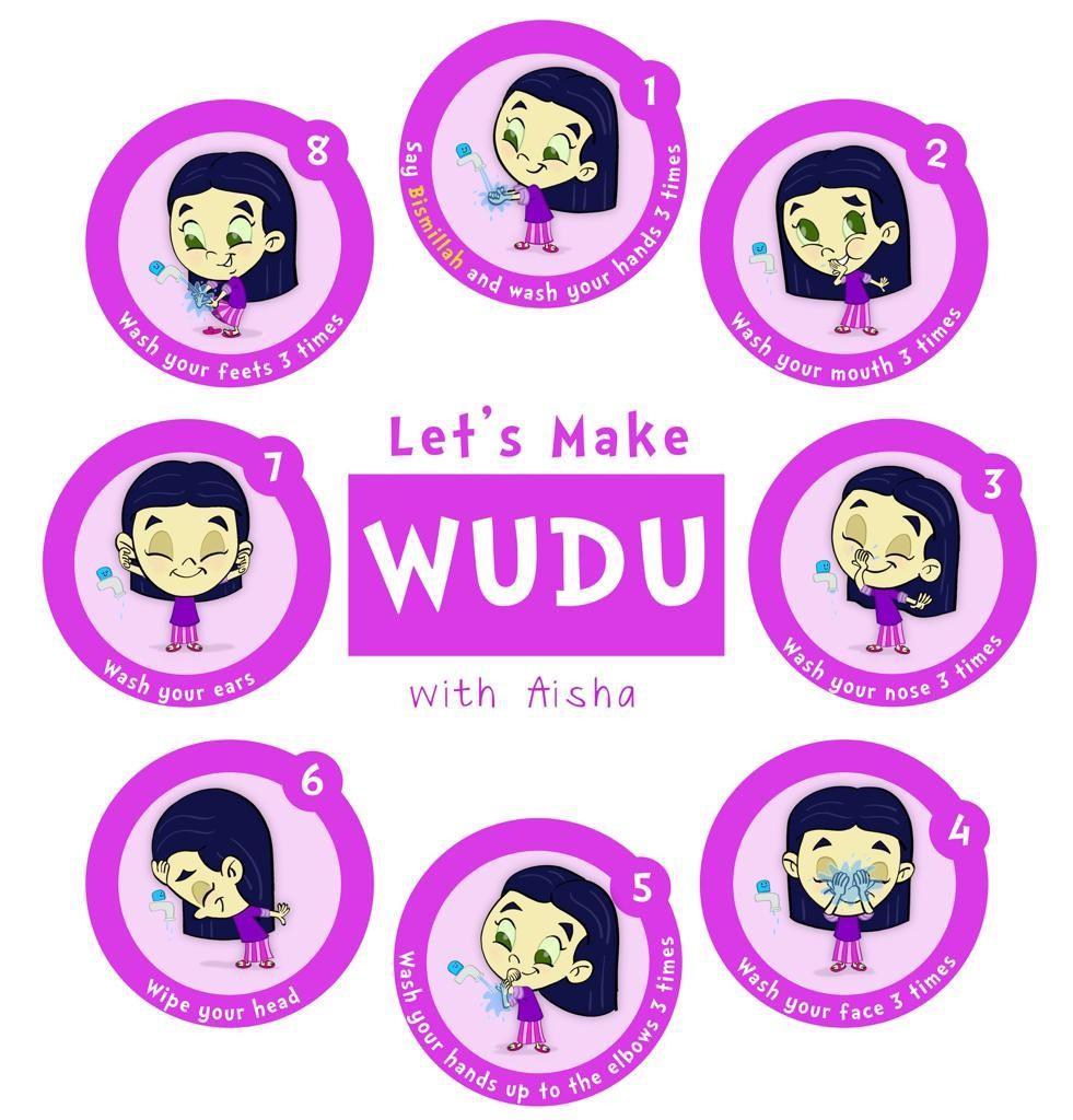 Ablution guide for kids islam Muslim sticker bismillah wudhu boy girl ...