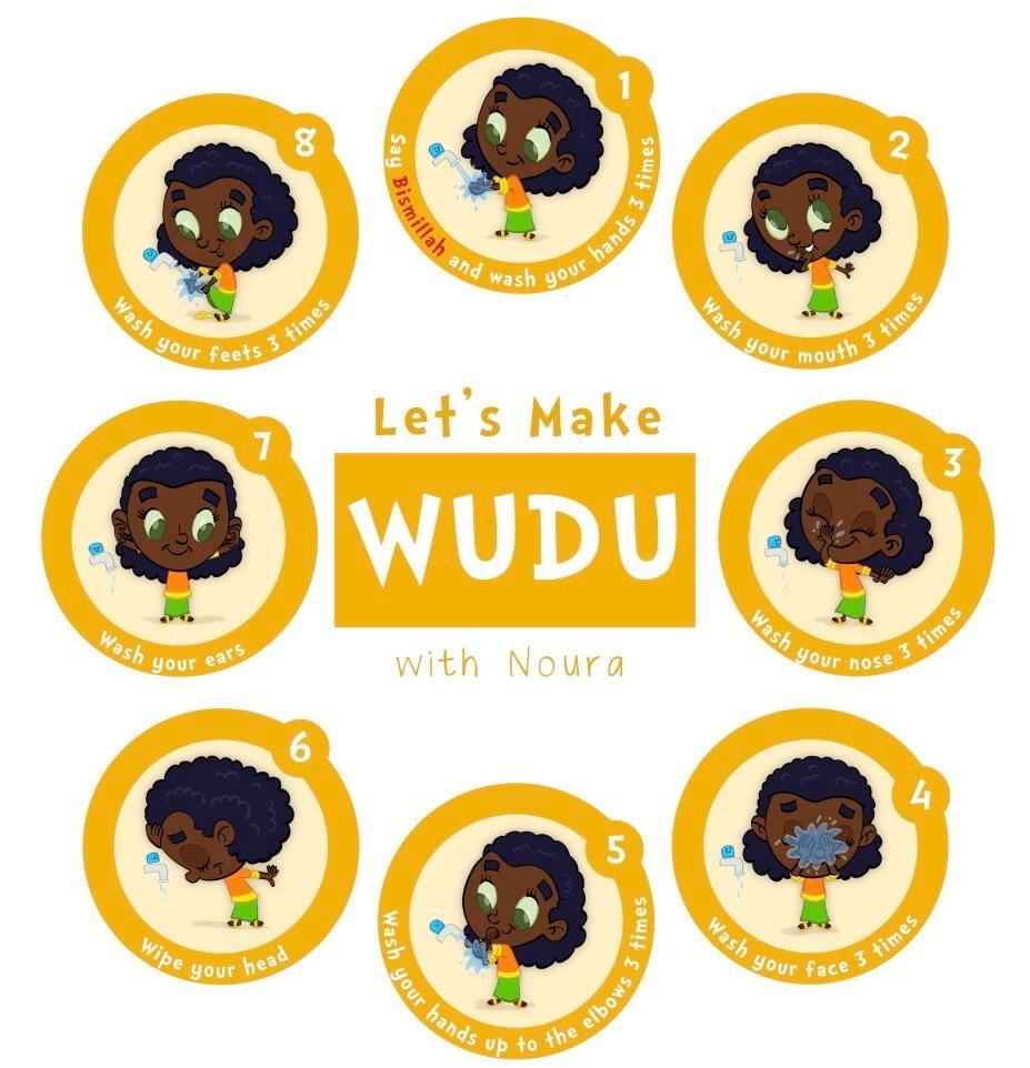 Ablution guide for kids islam Muslim sticker bismillah wudhu boy girl ...