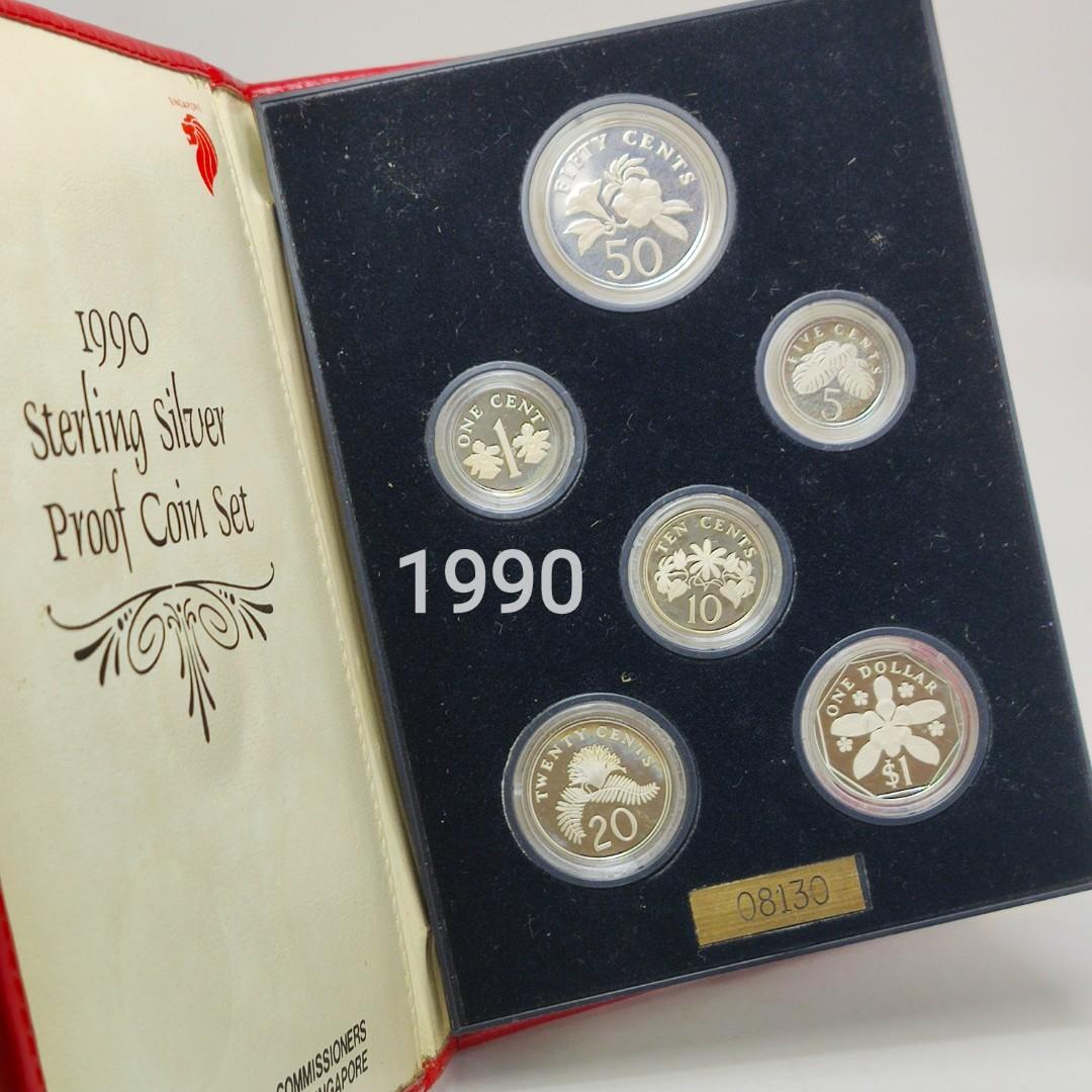 Singapore Sterling Silver Proof Coin Sets 1977, 1981-1985 & 1990, 1990/1992 Silver Proof Coins ...