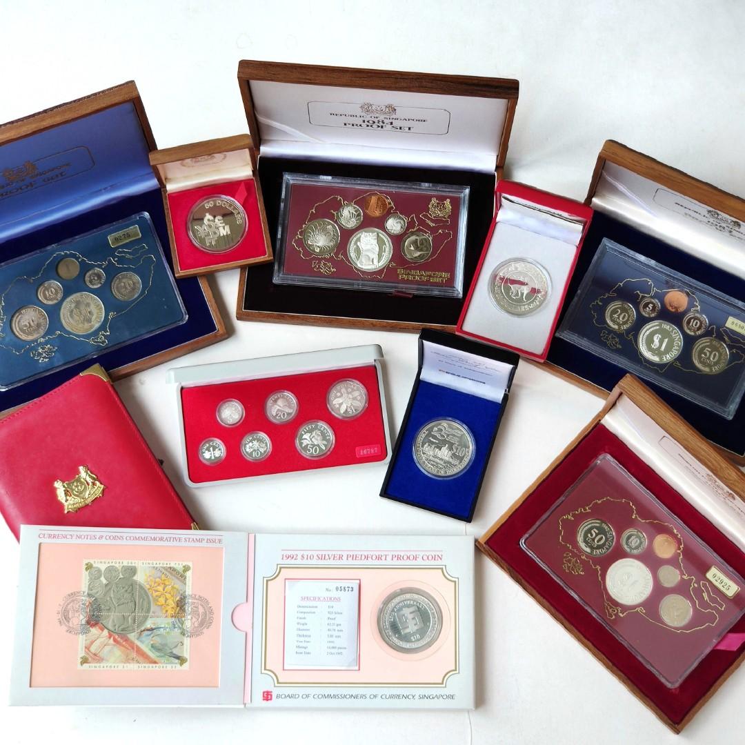 Singapore Sterling Silver Proof Coin Sets 1977, 1981-1985 & 1990, 1990/ ...