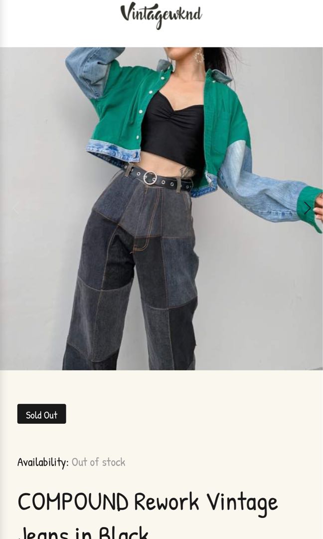 COMPOUND Rework Vintage Jeans in Black, Women's Fashion, Bottoms, Other ...