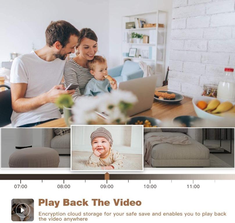 D130 CACAGOO Baby Monitor, Security Camera WiFi Camera 1080 HD Pan/Tilt ...