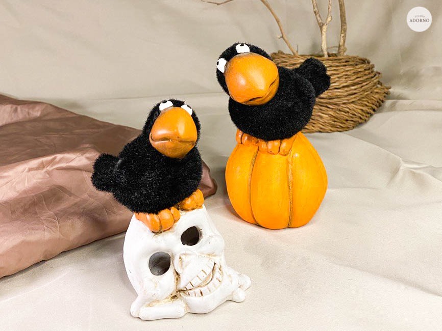 Decorative Fuzzy Crow Figurines for Halloween, Furniture & Home Living ...