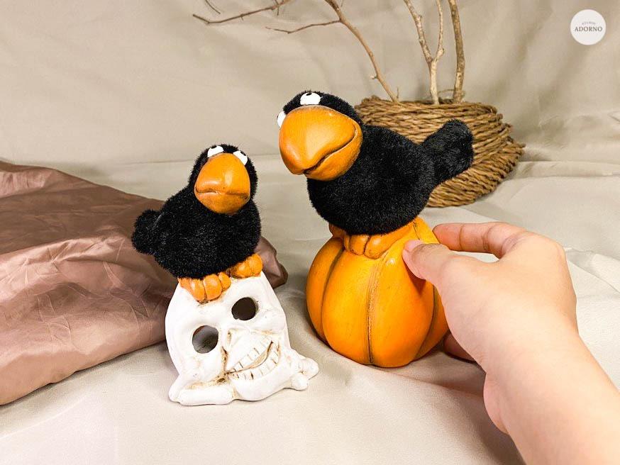 Decorative Fuzzy Crow Figurines for Halloween, Furniture & Home Living ...
