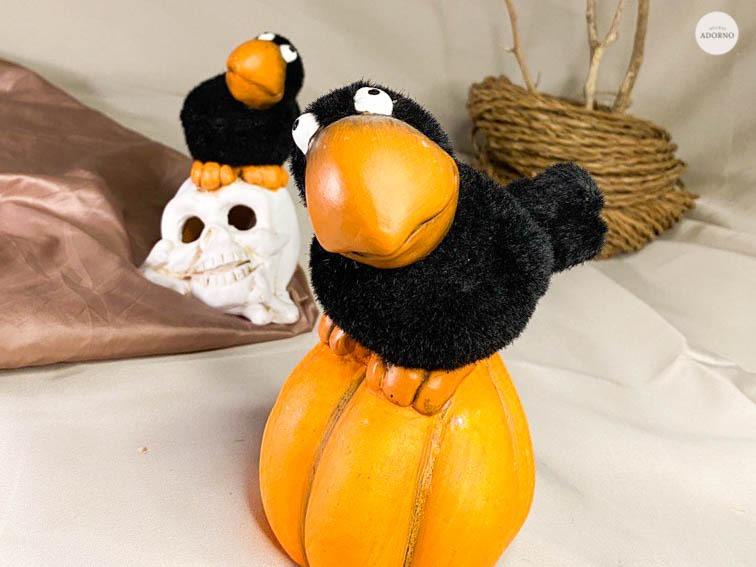Decorative Fuzzy Crow Figurines for Halloween, Furniture & Home Living ...