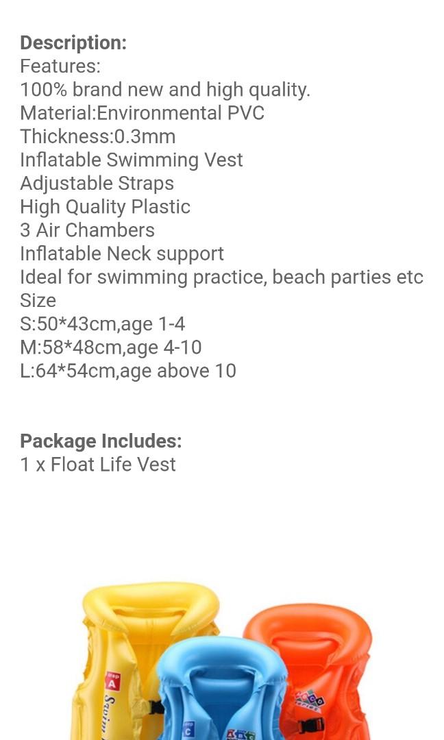 Kids inflatable life vest swimsuit, Babies & Kids, Babies & Kids ...