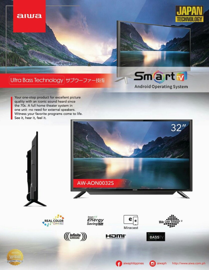 Original AIWA 32 inch SMART ANDROID LED TV [AW-AON0032S], TV & Home ...