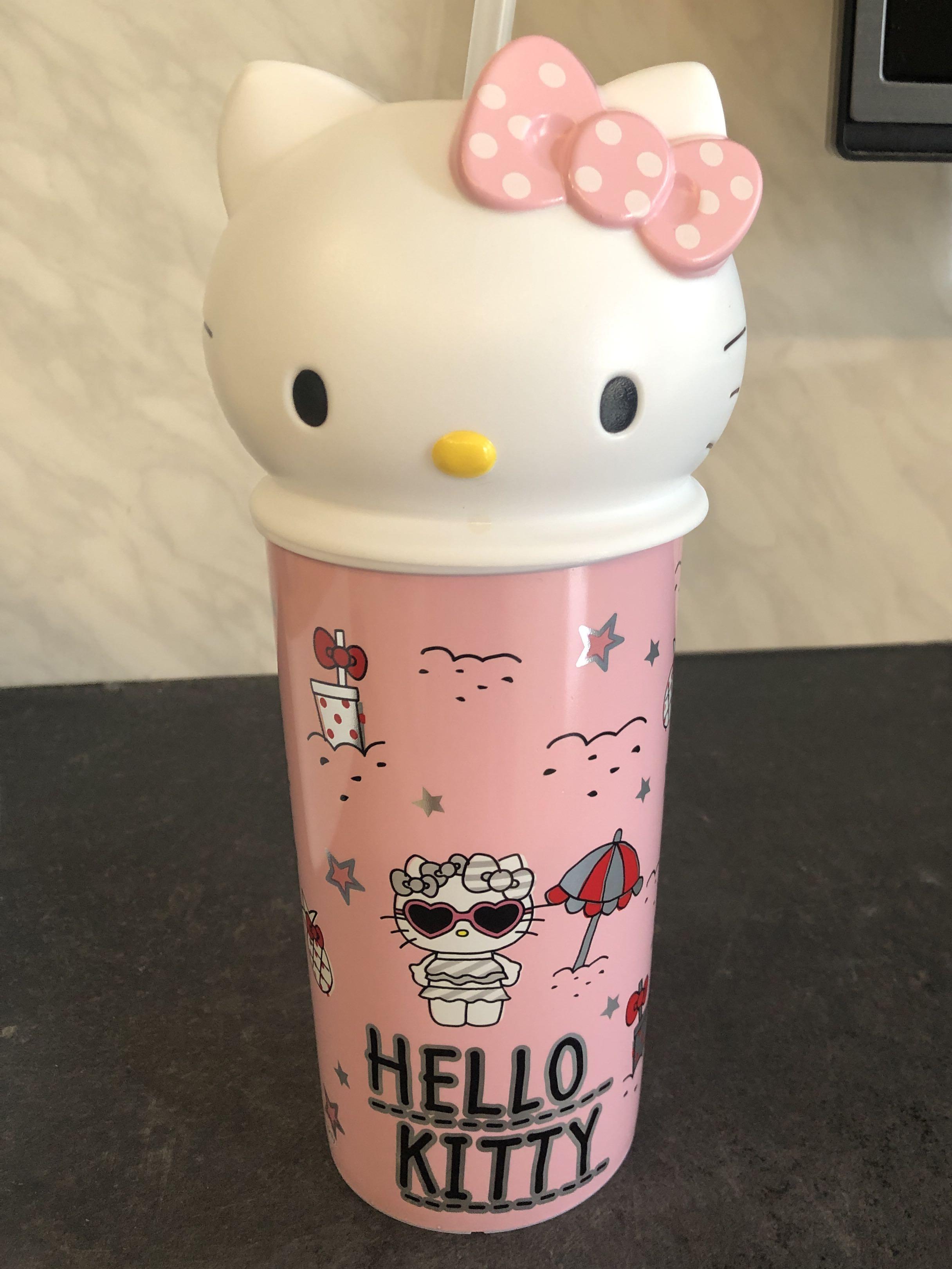 Plastic Hello Kitty Tumbler with straw, Everything Else on Carousell