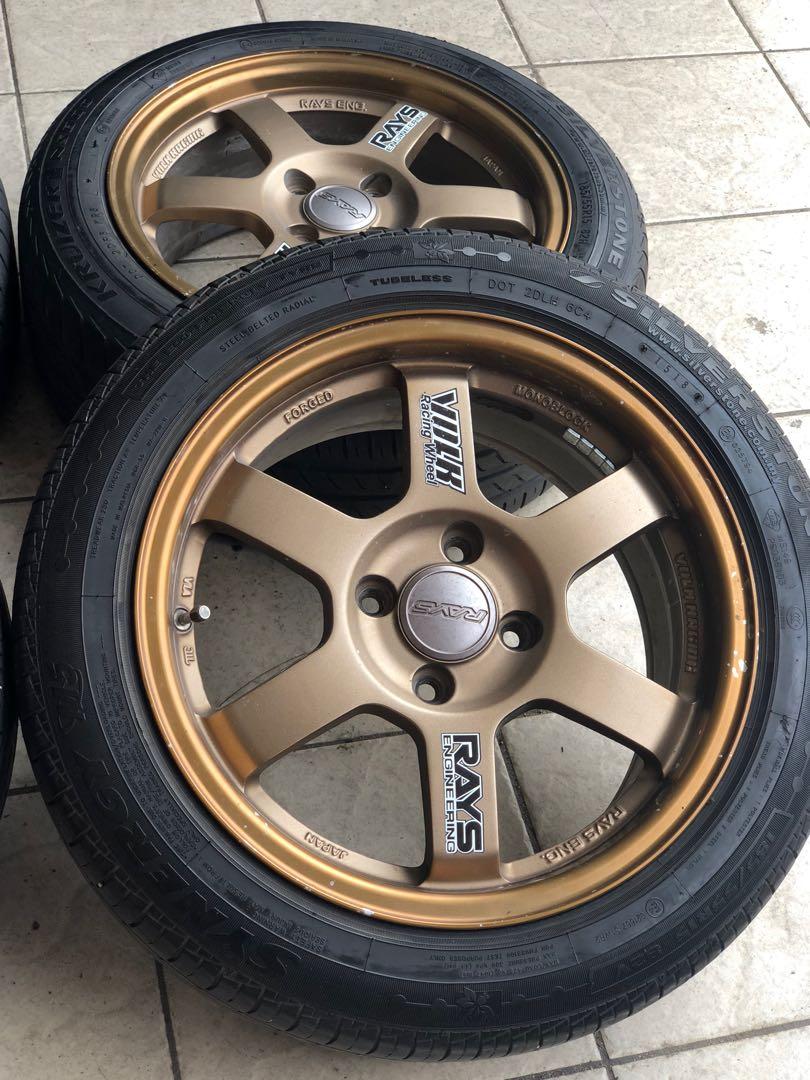 Rim TE37 15 pcd100, Auto Accessories on Carousell