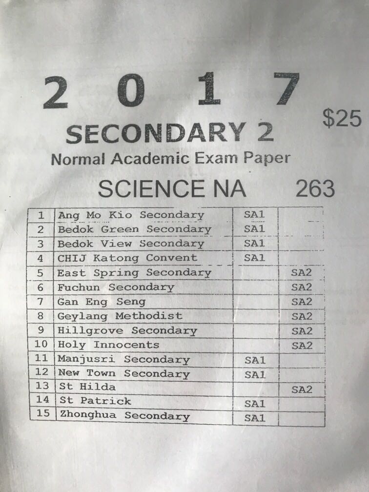 Sec 2 Science NA paper, Hobbies & Toys, Books & Magazines, Assessment ...