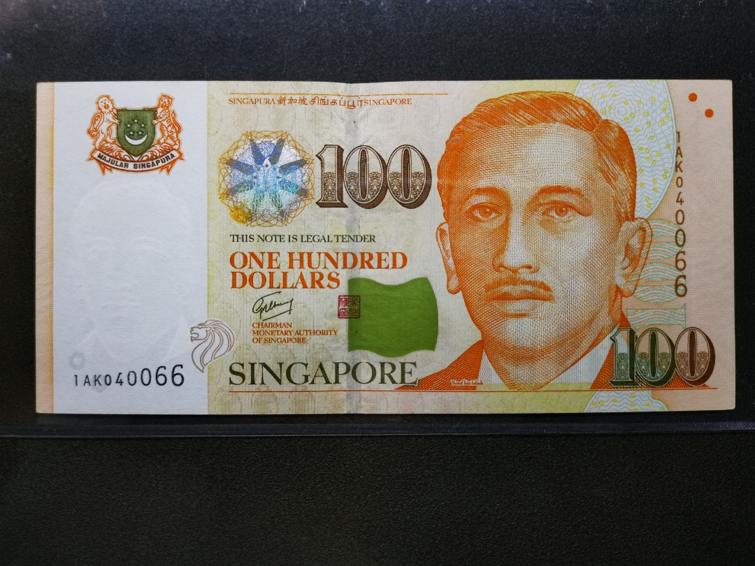 Singapore portrait series $100 dollar bank note currency, Hobbies ...