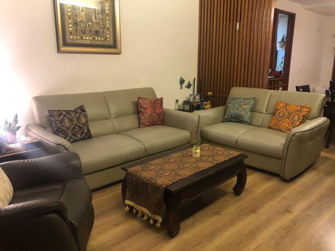 Sofa from Courts Singapore & Teak Centre Table (Complimentary ...