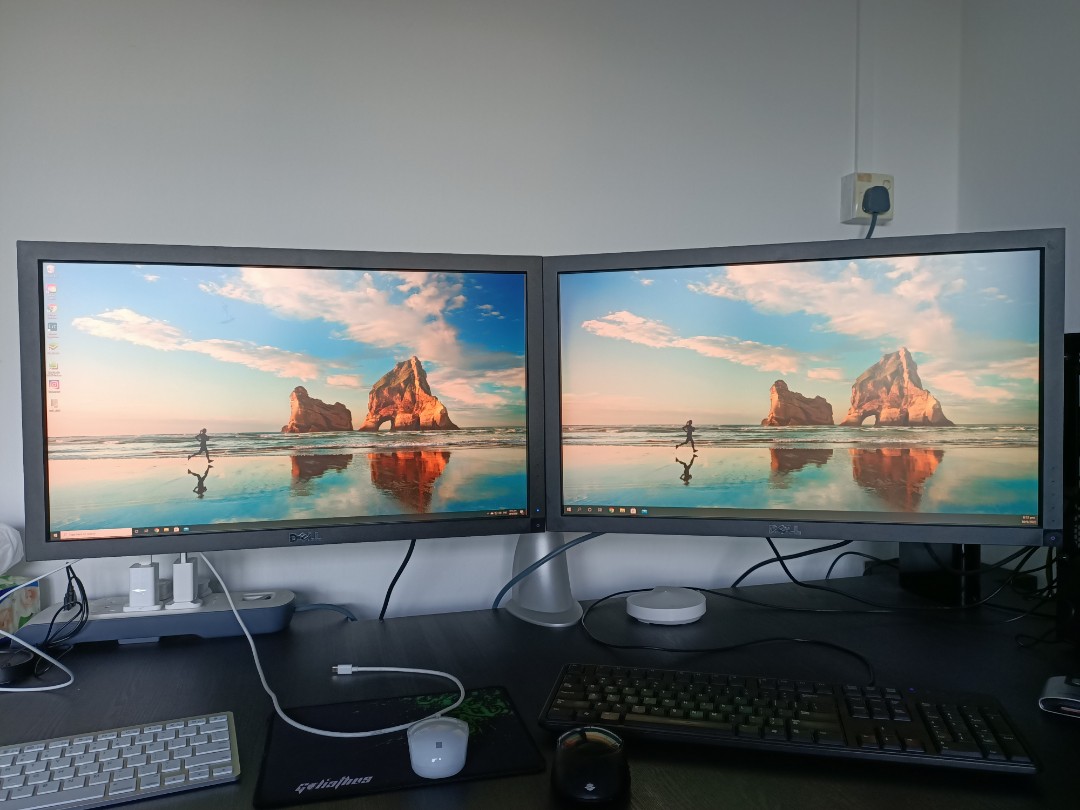 2x Dell 27 inch monitors with dual arms, Computers & Tech, Parts ...