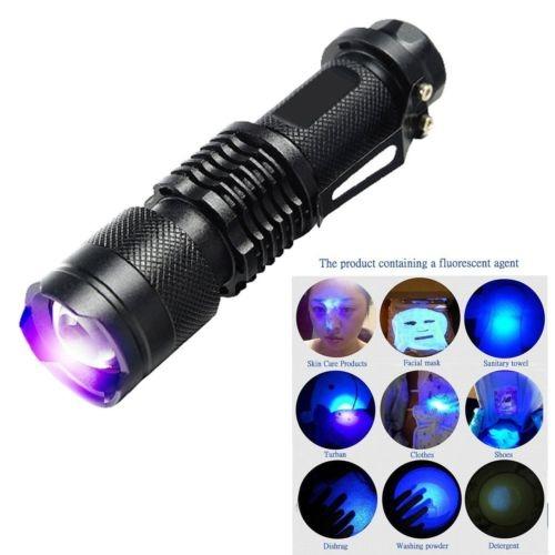 365nm UV Ultra Violet LED Flashlight Blacklight Light 365 nM Inspection Lamp 365nm UV Purple ...