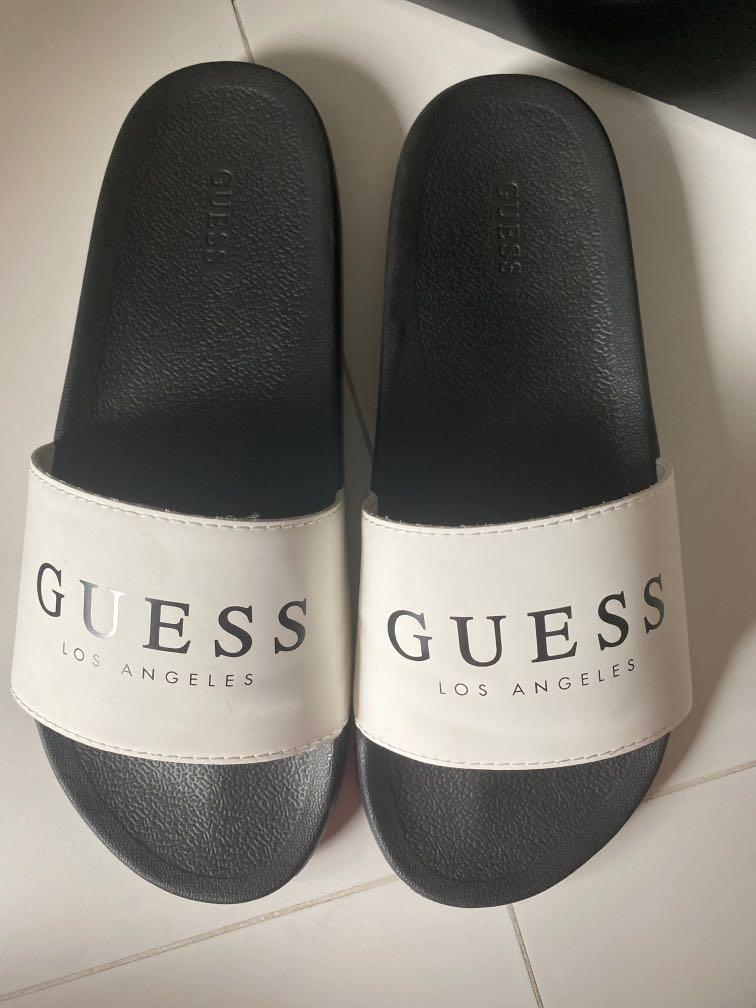 Guess slides, Men's Fashion, Footwear, Flipflops and Slides on Carousell