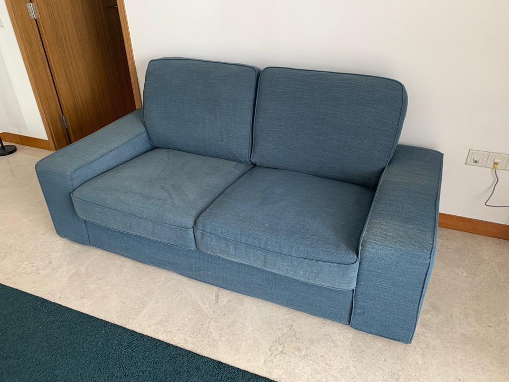 Ikea Sofa Kivik 2 Seater Hillared Blue, Furniture & Home Living ...