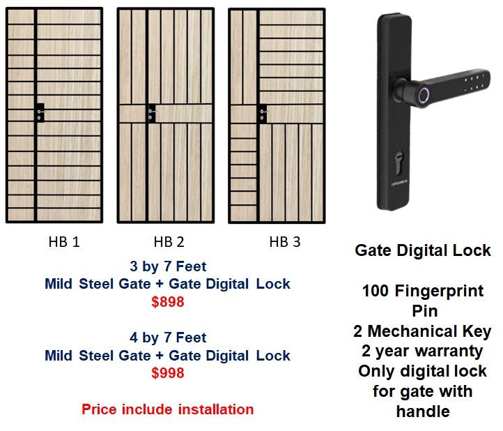 Mild steel gate with digital lock bundle @ $898, Furniture & Home ...