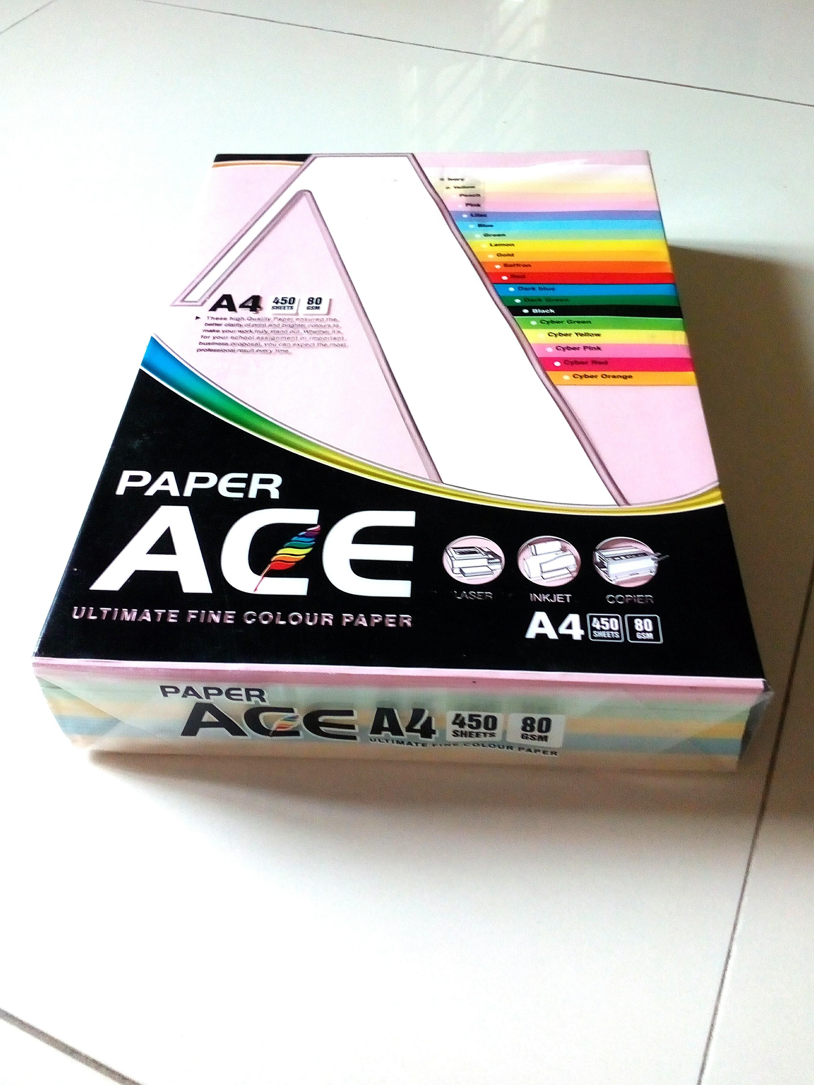 Paper Ace A4 light colour mix 450 sheets 80gsm, Hobbies & Toys ...