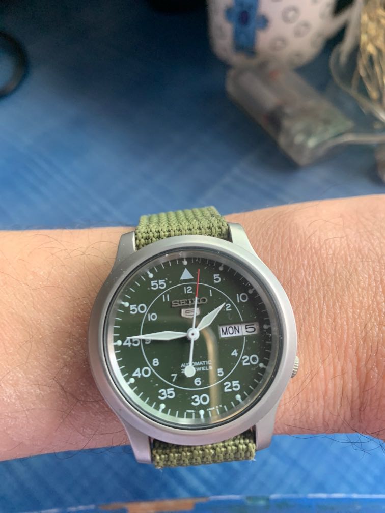 Seiko green military style watch, Men's Fashion, Watches & Accessories ...