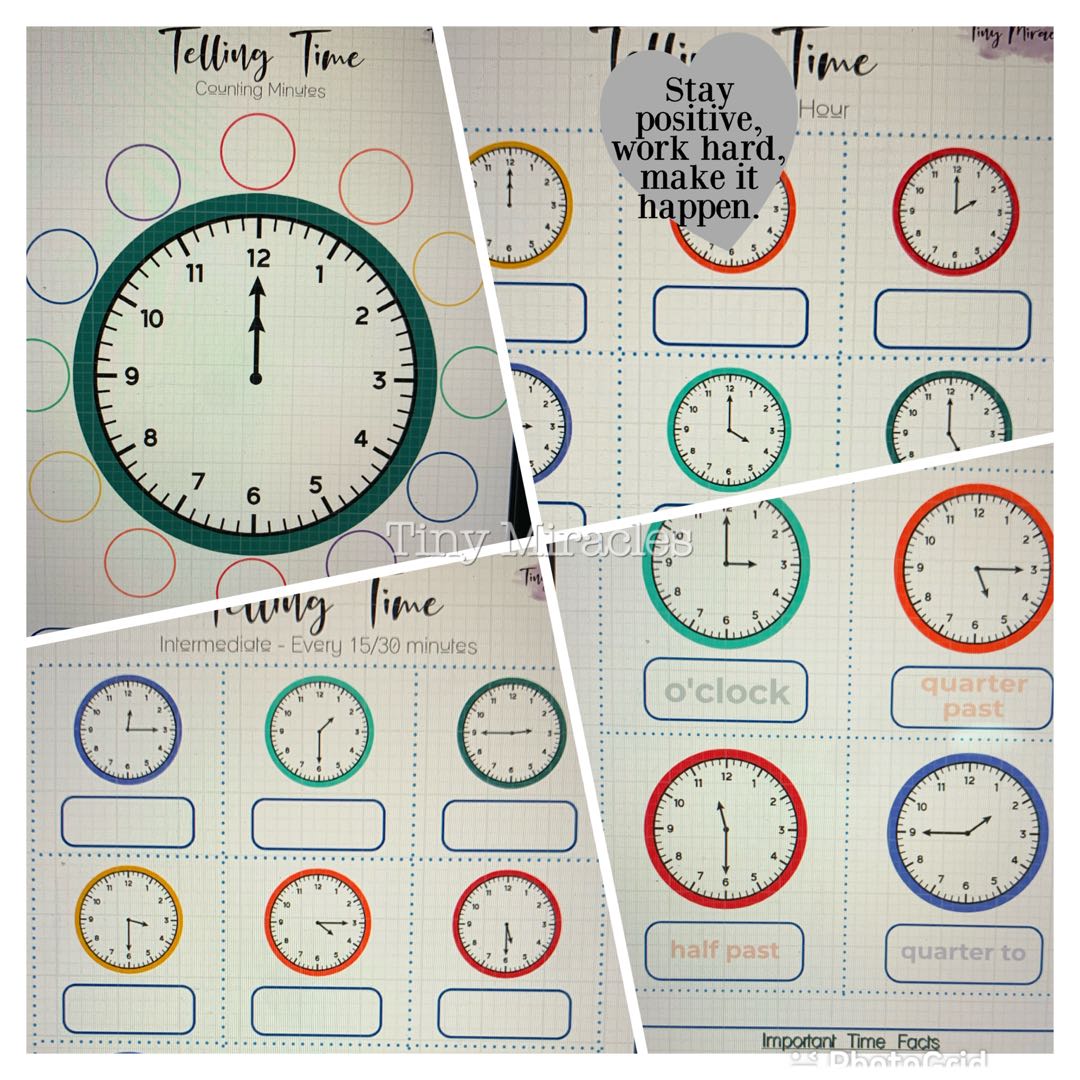 Telling time - Learning Resource for Personalised Bush Binder, Hobbies ...