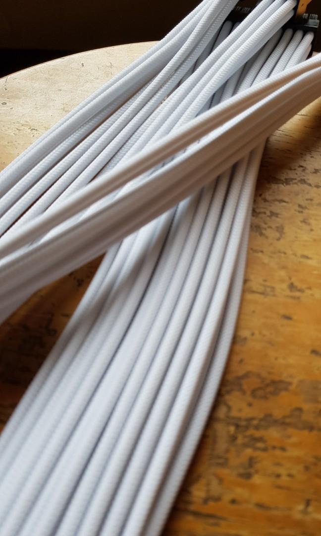 Thick Braided White cable mods set(24pin ATX, 6pin PCIE, 8pin PCIE, EPS ...