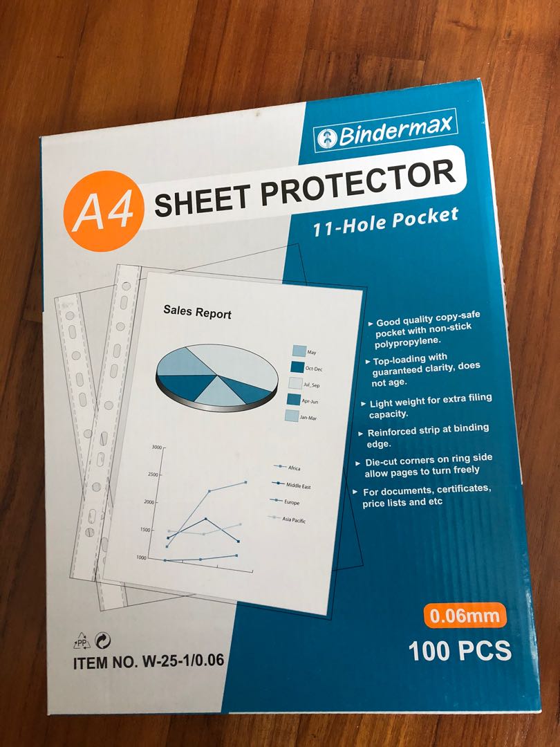 A4 size Sheet Protector - Bindermax, Hobbies & Toys, Stationery & Craft ...