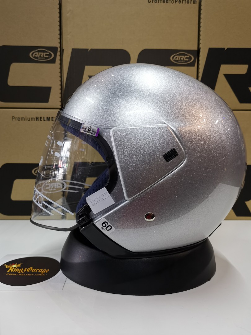 Helmet ARC Discovery Fiber Silver, Auto Accessories on Carousell