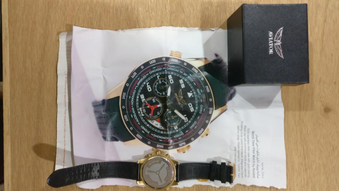 Aviator World Time Pilot Watch, Men's Fashion, Watches & Accessories ...