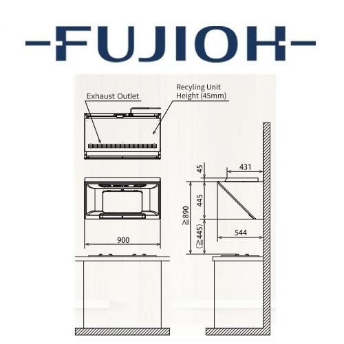 FUJIOH FR-SC2090R 90CM CHIMNEY HOOD + FUJIOH FH-GS5035 SVSS 3 BURNER ...