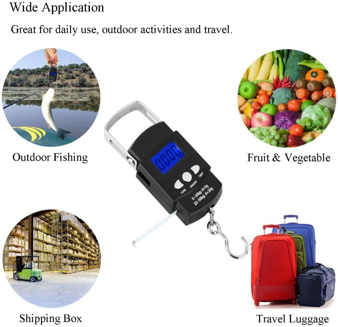HS-A09L Digital Fish Scale 110LB/50KG Portable Luggage Scale Hanging ...