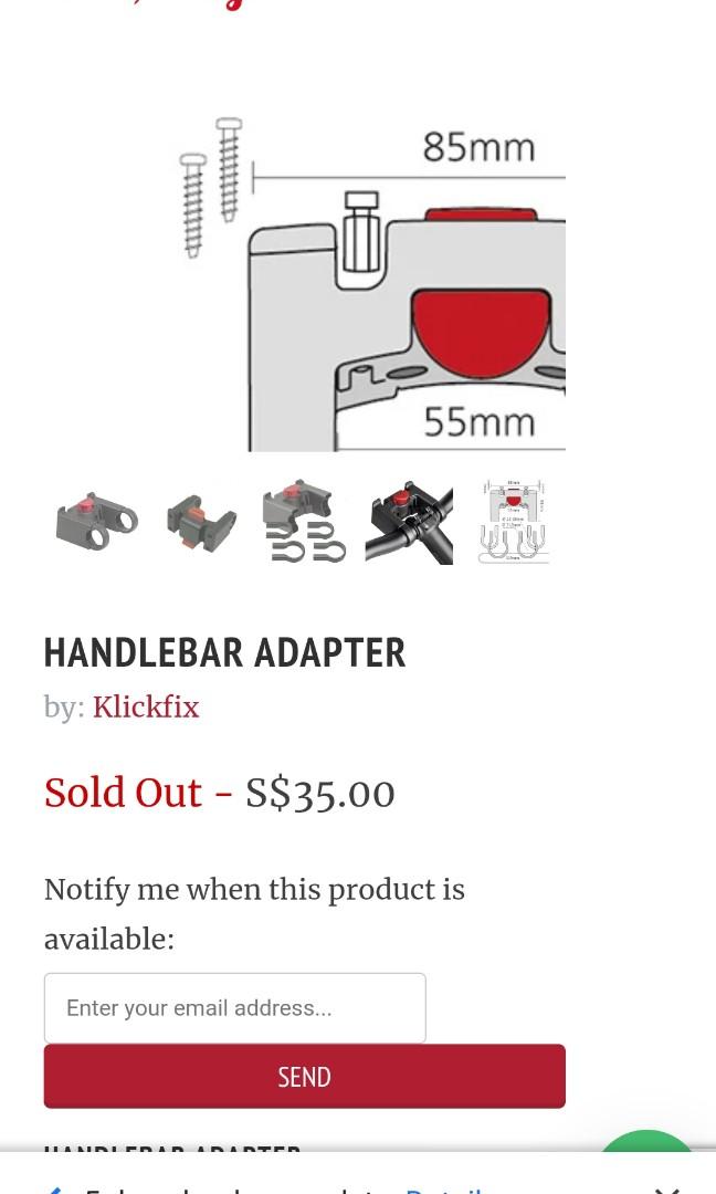 Klickfix Bicycle basket and handlebar adaptor, Sports Equipment ...