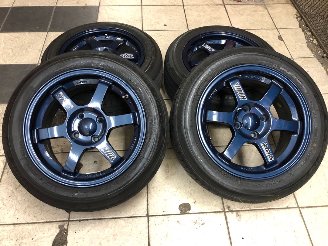Rim TE37 Mag Blue 15 pcd100, Auto Accessories on Carousell