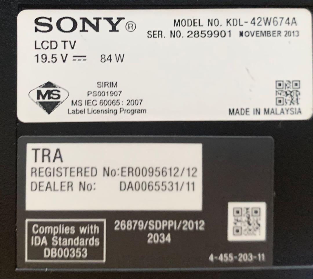 Sony LCD TV KDL-42W674A, TV & Home Appliances, TV & Entertainment, TV on Carousell