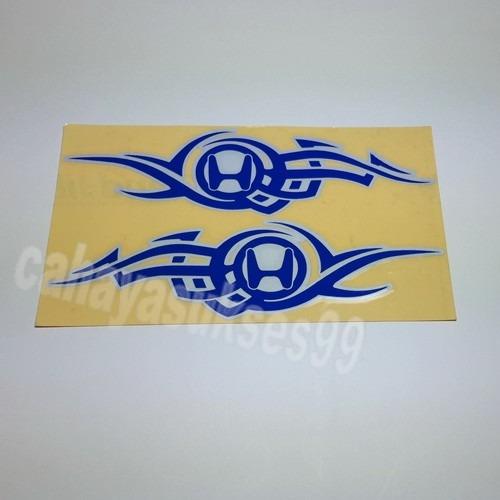 Stiker Motor Logo HONDA Bulat Retro Biru List Putih Reflective 20cm ...