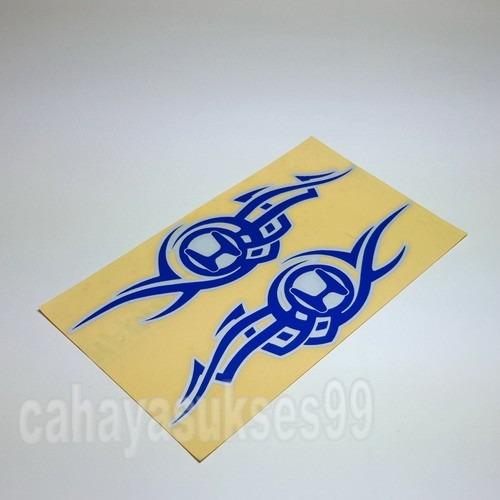Stiker Motor Logo HONDA Bulat Retro Biru List Putih Reflective 20cm ...