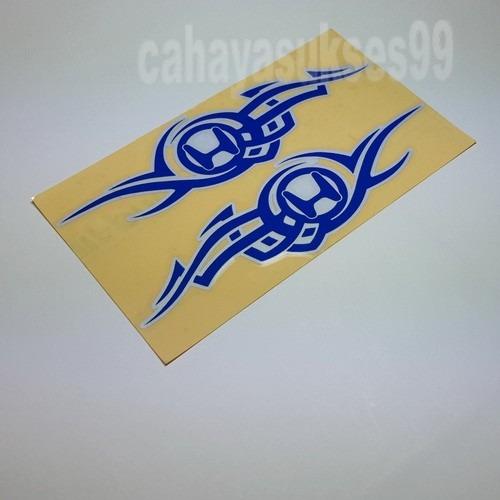 Stiker Motor Logo HONDA Bulat Retro Biru List Putih Reflective 20cm ...
