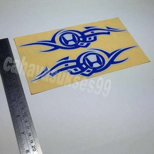 Stiker Motor Logo HONDA Bulat Retro Biru List Putih Reflective 20cm ...
