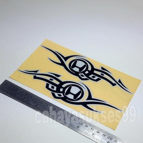 Stiker Motor Logo HONDA Bulat Retro Hitam List Putih Reflective 20cm ...